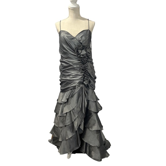 Dresses | Nwt Eva Formal Dress Size 3xl Silver Gray Lace Up Corset Rose ...